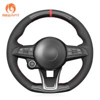 China Black Carbon Suede Steering Wheel Cover for Alfa Romeo Giulia Stelvio Tonale 2020-2022 for sale