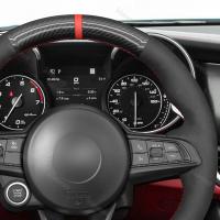 China Black Carbon Suede Steering Wheel Cover for Alfa Romeo Giulia Stelvio Tonale 2020-2022 for sale