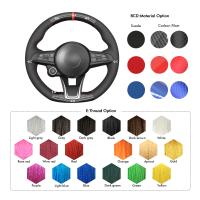 China Black Carbon Suede Steering Wheel Cover for Alfa Romeo Giulia Stelvio Tonale 2020-2022 for sale