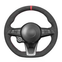 China Black Full Suede Steering Wheel Cover for ALFA ROMEO Giulia Stelvio Tonale 2020-2022 for sale
