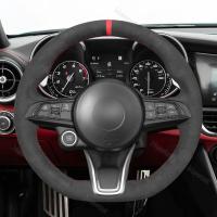 China Black Full Suede Steering Wheel Cover for ALFA ROMEO Giulia Stelvio Tonale 2020-2022 for sale