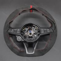 China Black Full Suede Steering Wheel Cover for ALFA ROMEO Giulia Stelvio Tonale 2020-2022 for sale