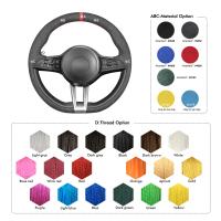 China Fan Club Design Style Hand Stitching Black Full Suede Steering Wheel Cover for Stelvio 2017-2019 for sale