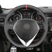 China Custom Fit Black Leather Steering Wheel Cover for Alfa Romeo Giulietta MiTo 2014-2020 for sale