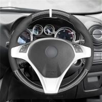 China Alfa Romeo Giulietta 2010-2014 Matte Carbon Fiber Blue Hand Stitched Steering Wheel Cover for sale