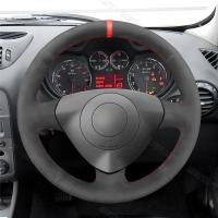 China Hand Stitching Full Black Suede Steering Wheel Cover for Alfa Romeo 147 156 Crosswagon 2003-2007 for sale