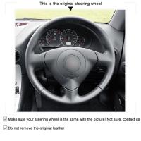 China Hand Stitching Full Black Suede Steering Wheel Cover for Alfa Romeo 147 156 Crosswagon 2003-2007 for sale