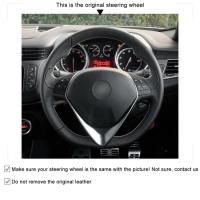China Alfa Romeo Giulietta 2014-2021 All Black Suede Customized Flat Bottom Steering Wheel Cover for sale