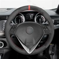 China Hand Stitched Full Suede Steering Wheel Cover for Alfa Romeo Giulietta MiTo 2014-2021 for sale