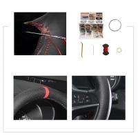 China Custom Steering Wheel Cover for Alfa Romeo Giulia Stelvio 2017 All Black Faux Leather for sale