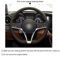 China Custom Steering Wheel Cover for Alfa Romeo Giulia Stelvio 2017 All Black Faux Leather for sale