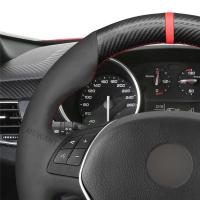 China Alfa Romeo Giulietta 2014-2021 Steering Wheel Cover Hand Sewing and Faux Pu Leather for sale