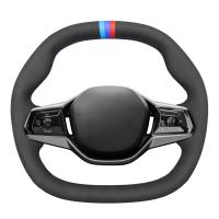China 2020- For BMW 5 Series Hand Stitch Leather Suede Car Steering Wheel Cover with Customized Thread Color for sale