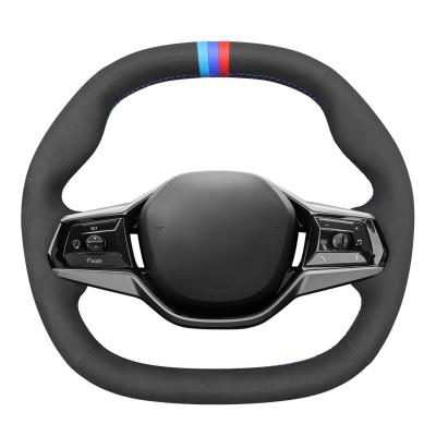 China 2020- For BMW 5 Series Hand Stitch Leather Suede Car Steering Wheel Cover with Customized Thread Color for sale