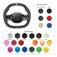 China 2020- For BMW 5 Series Hand Stitch Leather Suede Car Steering Wheel Cover with Customized Thread Color for sale