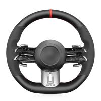 China Leather Suede Hand Stitching Steering Wheel Cover for Mercedes Benz AMG GT A35 A45 C43 CLS53 E53 E63 SL43 2021-2023 for sale