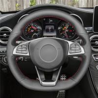 China Hand Sewing Steering Wheel Cover for Mercedes C E S SL GLC GLE CLA CLS Class AMG C43 for sale