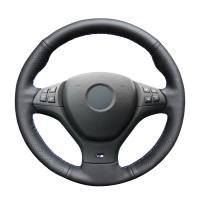 China Customized Thread Color Black Leather Steering Wheel Cover for BMW X5 E X6 M 2006-2014 for sale