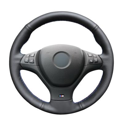 China Customized Thread Color Black Leather Steering Wheel Cover for BMW X5 E X6 M 2006-2014 for sale