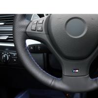 China Customized Thread Color Black Leather Steering Wheel Cover for BMW X5 E X6 M 2006-2014 for sale