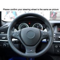 China Customized Thread Color Black Leather Steering Wheel Cover for BMW X5 E X6 M 2006-2014 for sale