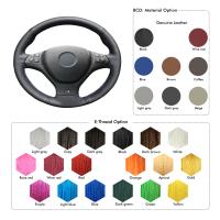 China Customized Thread Color Black Leather Steering Wheel Cover for BMW X5 E X6 M 2006-2014 for sale