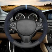 China Soft Suede Strip Leather Steering Wheel Cover for BMW 1 Series E 3 Series E X1 M3 2005-2013 for sale