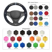 China Soft Suede Strip Leather Steering Wheel Cover for BMW 1 Series E 3 Series E X1 M3 2005-2013 for sale