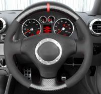 China Custom PU and Carbon Leather Steering Wheel Cover for Audi A3 A4 RS 6 S4 TT 2000-2006 for sale
