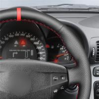 China Red Line Design Leather Steering Wheel Cover for Mercedes-Benz C-Class W203 2001-2004 for sale