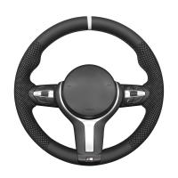 China Custom Hand Stitch Black Suede Leather Steering Wheel Cover for BMW M Sport Series for sale