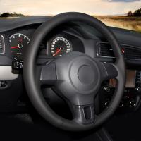 China VW Polo Sagitar Bora Santana Jetta 3-Spoke Wheel PU Leather Steering Cover 2009-2012 for sale