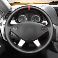 China Black Suede Hand Stitched Steering Wheel Cover for Mercedes-Benz W639 Viano Vito Valente for sale