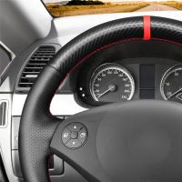 China Black Suede Hand Stitched Steering Wheel Cover for Mercedes-Benz W639 Viano Vito Valente for sale