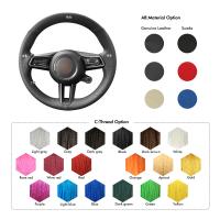 China Leather Steering Wheel Cover for Porsche Macan Panamera Taycan 2020 2021 2022 2023 for sale