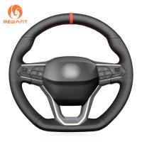 China Seat Leon IV Ibiza 6F Ateca Arona Tarraco Custom 3-Spoke Leather Steering Wheel Cover 2021- for sale