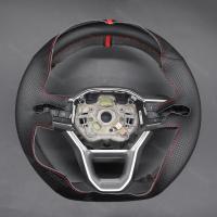 China Seat Leon IV Ibiza 6F Ateca Arona Tarraco Custom 3-Spoke Leather Steering Wheel Cover 2021- for sale
