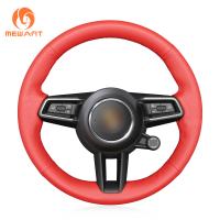 China Red Leather Steering Wheel Cover for Porsche Macan Panamera Taycan 2020 2021 2022 2023 for sale