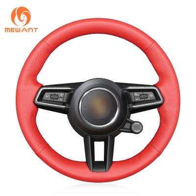 China Red Leather Steering Wheel Cover for Porsche Macan Panamera Taycan 2020 2021 2022 2023 for sale