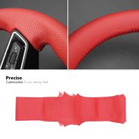 China Red Leather Steering Wheel Cover for Porsche Macan Panamera Taycan 2020 2021 2022 2023 for sale