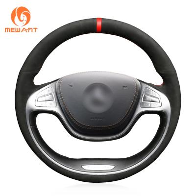 China Black Leather Custom Hand Sewing Steering Wheel Cover for S-Class W222 3-Spoke Wheel for sale