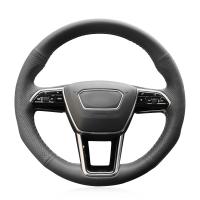 China Custom Fit 3-Spoke Wheel Steering Cover for Audi A6 A7 S7 E-Tron 2018 2019 2021 2022 for sale