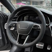 China Custom Fit 3-Spoke Wheel Steering Cover for Audi A6 A7 S7 E-Tron 2018 2019 2021 2022 for sale