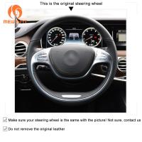 China Black Leather Custom Hand Sewing Steering Wheel Cover for S-Class W222 3-Spoke Wheel for sale