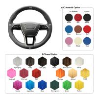 China Custom Fit 3-Spoke Wheel Steering Cover for Audi A6 A7 S7 E-Tron 2018 2019 2021 2022 for sale