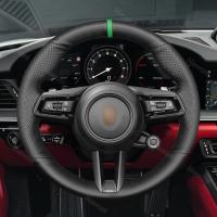 China Durable Leather Steering Wheel Wrap for Porsche 911 992 Macan Panamera Taycan 2019-2022 for sale