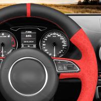 China Soft Athsuede Embossed Steering Wheel Cover for Audi A5 Quattro 2011-2016 RS5 RS7 SQ5 for sale
