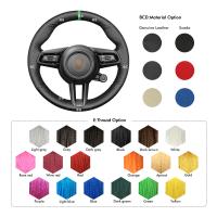 China Durable Leather Steering Wheel Wrap for Porsche 911 992 Macan Panamera Taycan 2019-2022 for sale