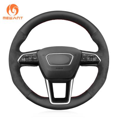 China 20*15*7cm Custom Hand Stitching Suede Leather Steering Wheel Cover for Audi A7 2018 2019 for sale