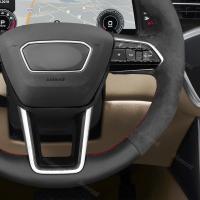 China 20*15*7cm Custom Hand Stitching Suede Leather Steering Wheel Cover for Audi A7 2018 2019 for sale